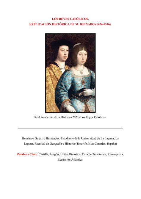 PDF LOS REYES CATÓLICOS EXPLICACIÓN HISTÓRICA DE SU REINADO 1474 1516