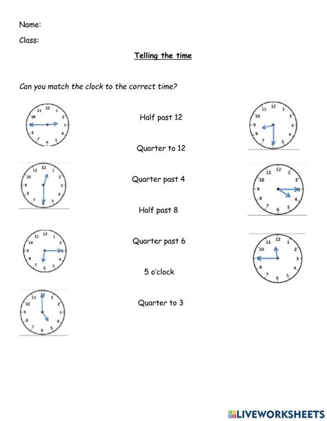 Telling The Time Oclock Half Past Quarter Past Quarter To
