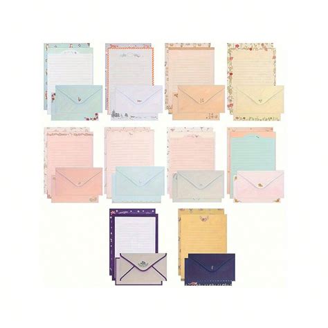 10 Stück Briefpapier und Umschlag Set 60 Blatt 30 Umschläge