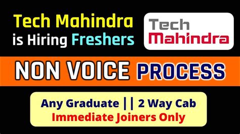 Tech Mahindra Is Hiring Freshers For Non Voice Process Hyderabad