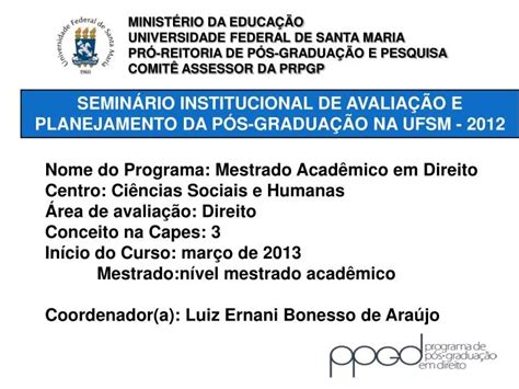 Ppt Semin Rio Institucional De Avalia O E Planejamento Da P S