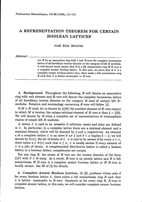 pdf a representation theorem for certain boolean lattices