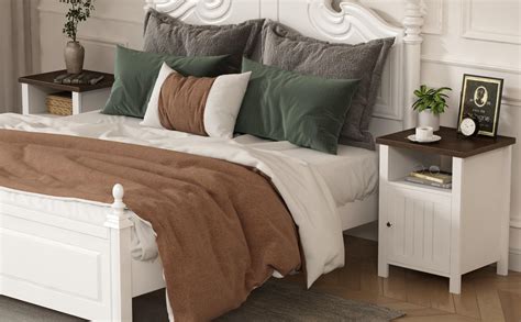 Choochoo Farmhouse Nightstand Rustic Vintage End Side Table With