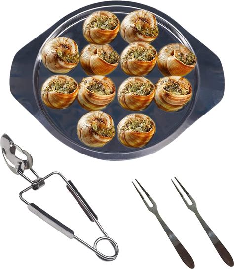 Buy Proshopping 4 PCS Stainless Steel Snail Escargot Plate Set Large