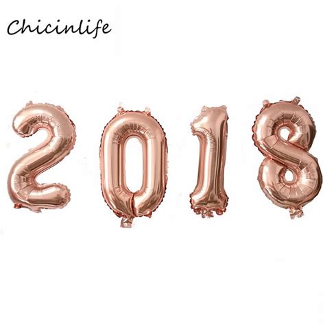 Chicinlife 16 polegada ouro Rosa Número 2018 2019 Folha de balão Balões