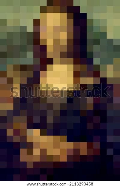 Pixel Art Portrait Mona Lisa By Stock Vector Royalty Free