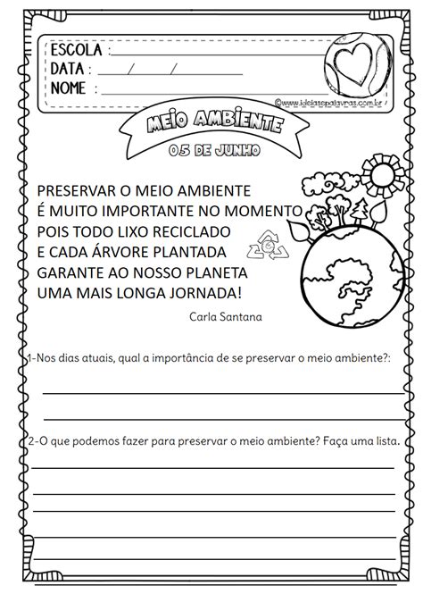 Atividades Sobre O Meio Ambiente Para Imprimir Texto Sobre Meio