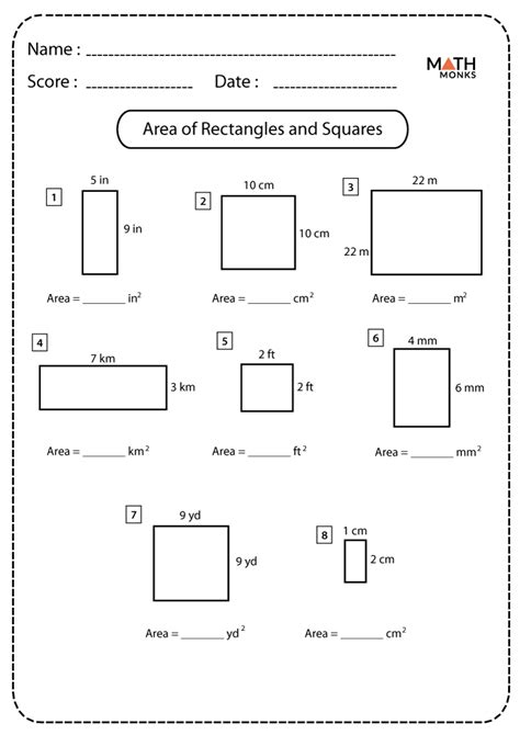 Area Of Square And Rectangle Worksheet