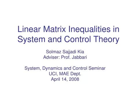 ppt linear matrix inequalities in system and control theory powerpoint presentation id 4856804