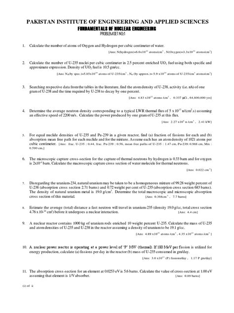 problem set1 pdf nuclear reactor neutron