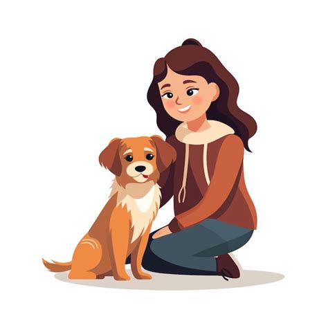 Cão animal de estimação vetor menina pessoa animal feliz ilustração