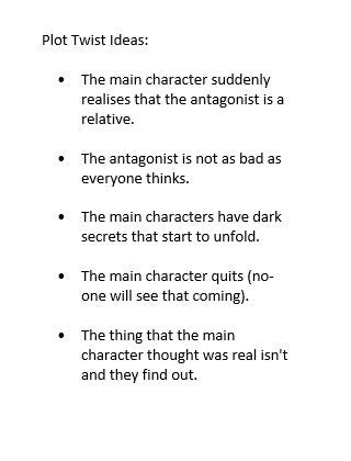Plot Twist Ideas In Writing Plot Writing Inspiration Prompts