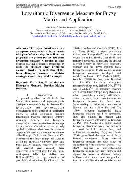pdf logarithmic divergence measure for fuzzy matrix and application