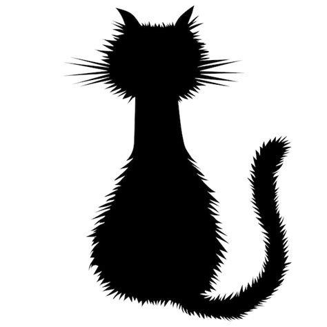 Silhouette Einer Sitzenden Schwarzen Katze Premium Vektor