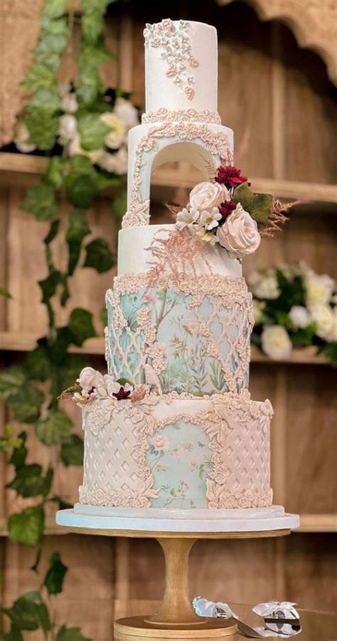 50 Artistic Masterpiece Wedding Cakes Garden Inspired Four Tier