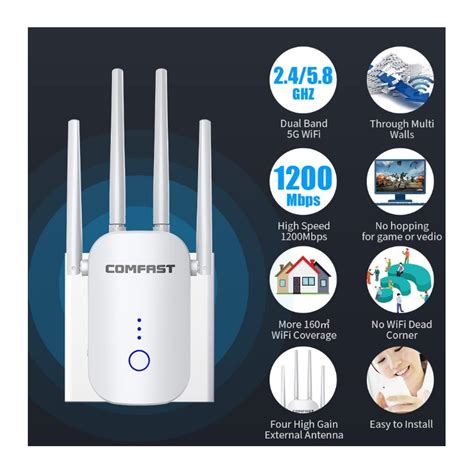 Amplificador Y Repetidor Wifi Dualband Comfast 2 4 5 8GHZ 1200mbps CF