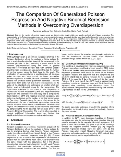 pdf the comparison of generalized poisson regression and negative binomial reression methods