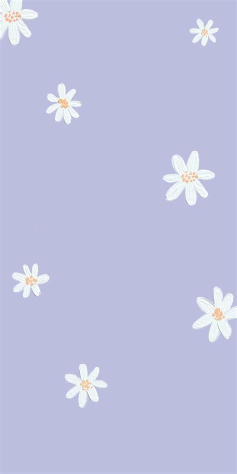 Light Purple Hand Drawn Small Daisy Aesthetic Mobile Phone Wallpaper