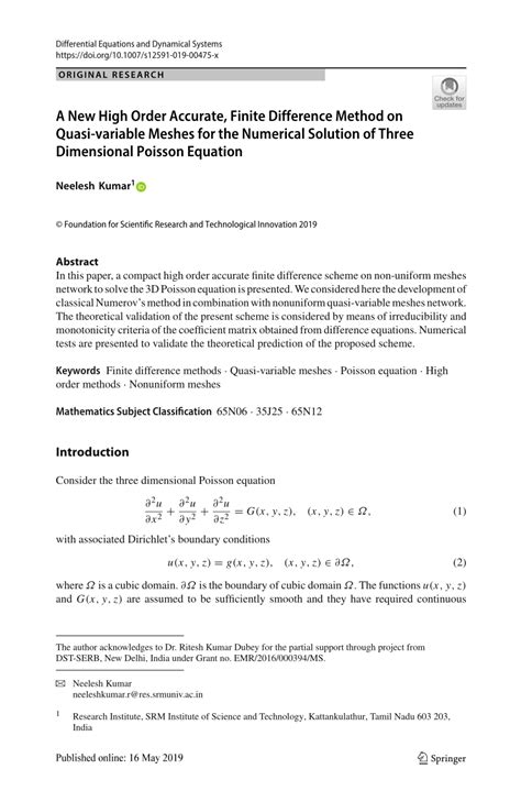 pdf a new high order accurate finite difference method on quasi variable meshes for the