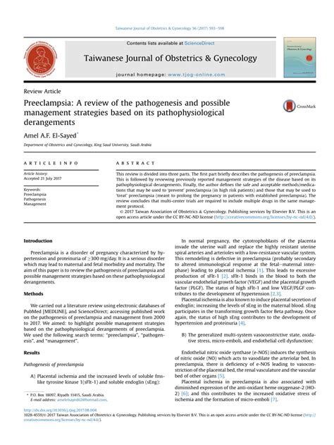 PDF Preeclampsia A Review Of The Pathogenesis And Possible