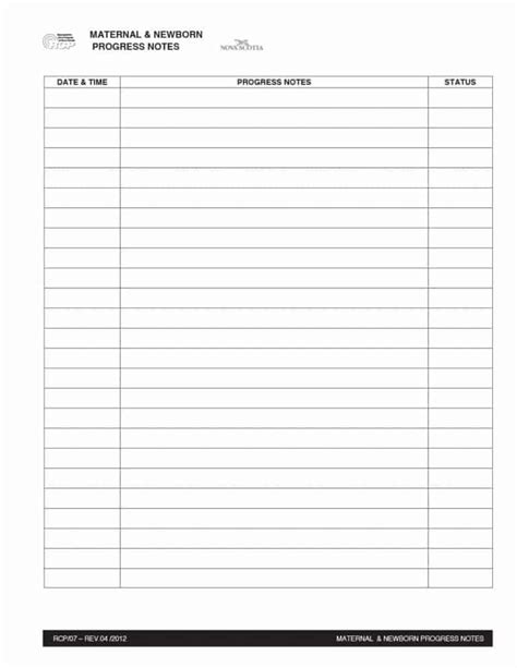 Free Printable Progress Notes Template