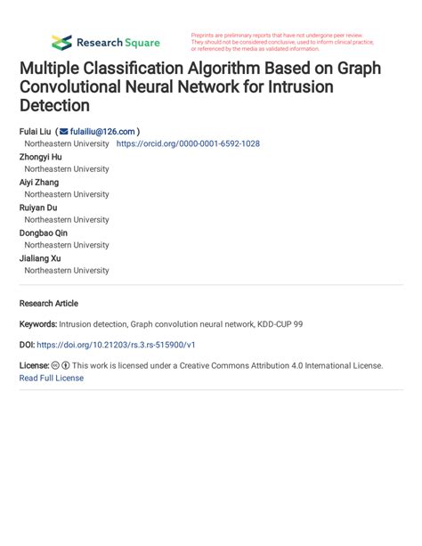 pdf multiple classification algorithm based on graph convolutional neural network for