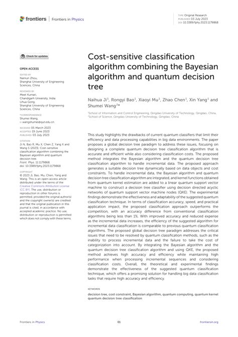 pdf cost sensitive classification algorithm combining the bayesian algorithm and quantum