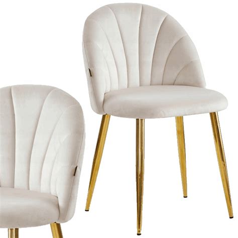 Krzes O Welur Tapicerowane Kremowe Glamour Fotel Z Ote Nogi Royal Do