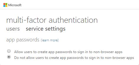 App Kennwörter für Azure AD Multi Faktor Authentifizierung
