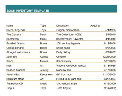 11 Book Inventory Template In Word Google Docs Google Sheets