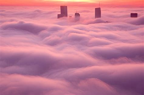 Premium Photo Foggy City Skyline Stunning Photo For Urban Landscapes