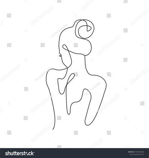 Woman Body Line Drawing Abstract Minimal Stock Illustration