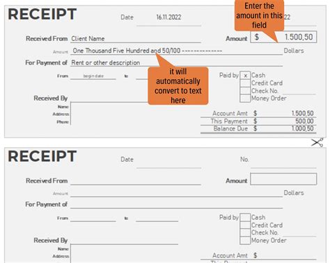 Receipt Template Excel And Google Sheets Convertible Pdf Etsy