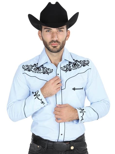 Camisa Vaquera Manga Larga Para Hombre 65 Polyester 35 Algodon El