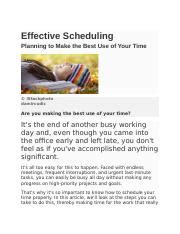 Effective Scheduling Docx Effective Scheduling Planning To Make The