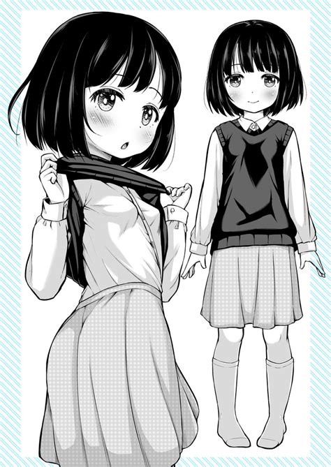 Himeno Mikan Mikan Batake Original 1girl O Between Breasts Black Hair Blush Border