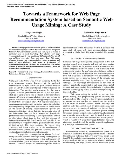 pdf towards a framework for web page recommendation system based on semantic web usage mining