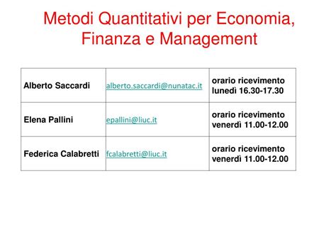 PPT Metodi Quantitativi Per Economia Finanza E Management Lezione N