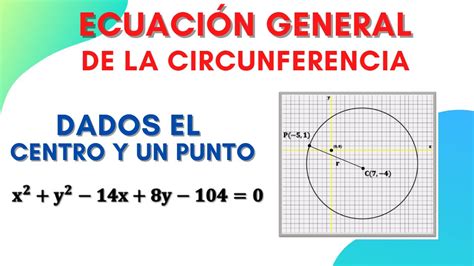 ECUACIÓN GENERAL de la circunferencia DADOS CENTRO Y UN PUNTO Paso a