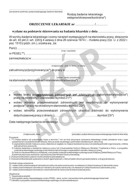Zaświadczenie lekarskie o zdolności do pracy CB CF AlfaDRUK e sklep