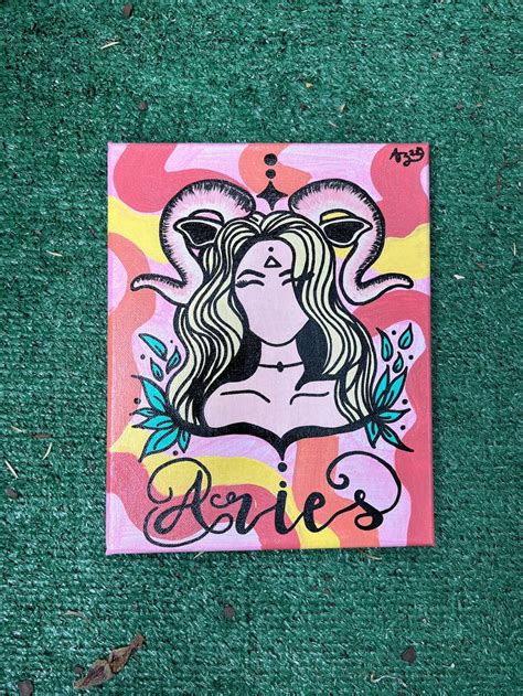 Zodiac Painting Aries Painting Gift For Aries Zodiac Art Home Decor