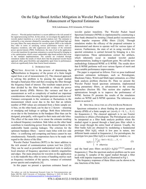 pdf on the edge based artifact mitigation in wavelet packet transform for enhancement of