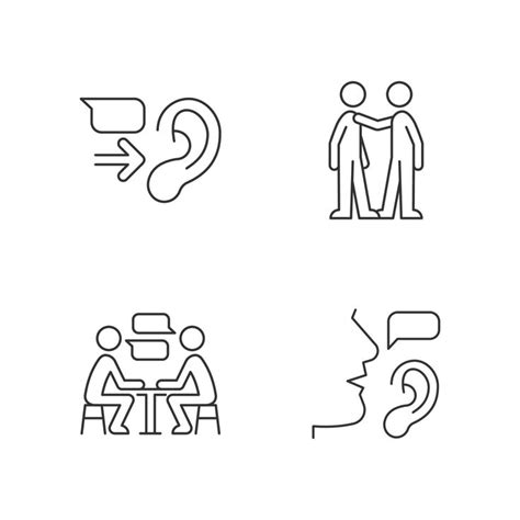 Conjunto de iconos lineales de comunicación verbal y no verbal