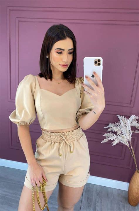 Conjunto Feminino Cropped E Short Fernanda Ramos Store