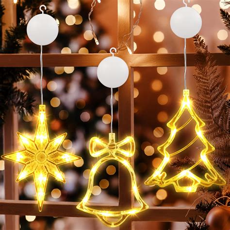 PhilzOps Weihnachtsdeko Fenster Lichter 3 Stück 10 LED Warmweiß