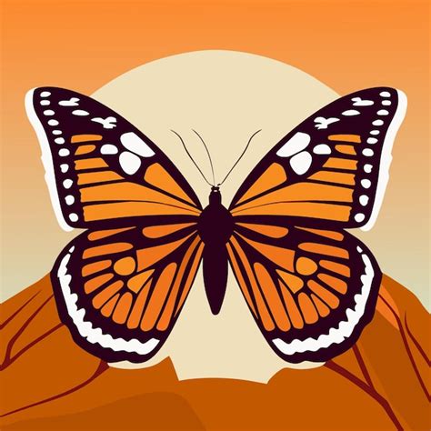 Visión artística del elegante vuelo de la mariposa monarca Vector Premium