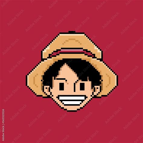 Pixel Art Luffy One Piece Anime Mugiwara No Luffy Strawhat Pirates