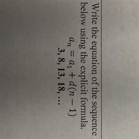 write the equation of the sequence below using the explicit formula