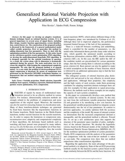 pdf generalized rational variable projection with application in ecg compression