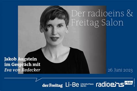 Ankündigung Jakob Augstein spricht mit Philosophin Eva von Redecker
